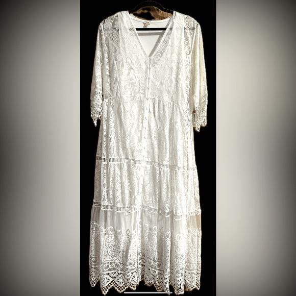Reba | Dresses | Nwt Reba Boho Lace Tiered Maxi Dress | Poshmark